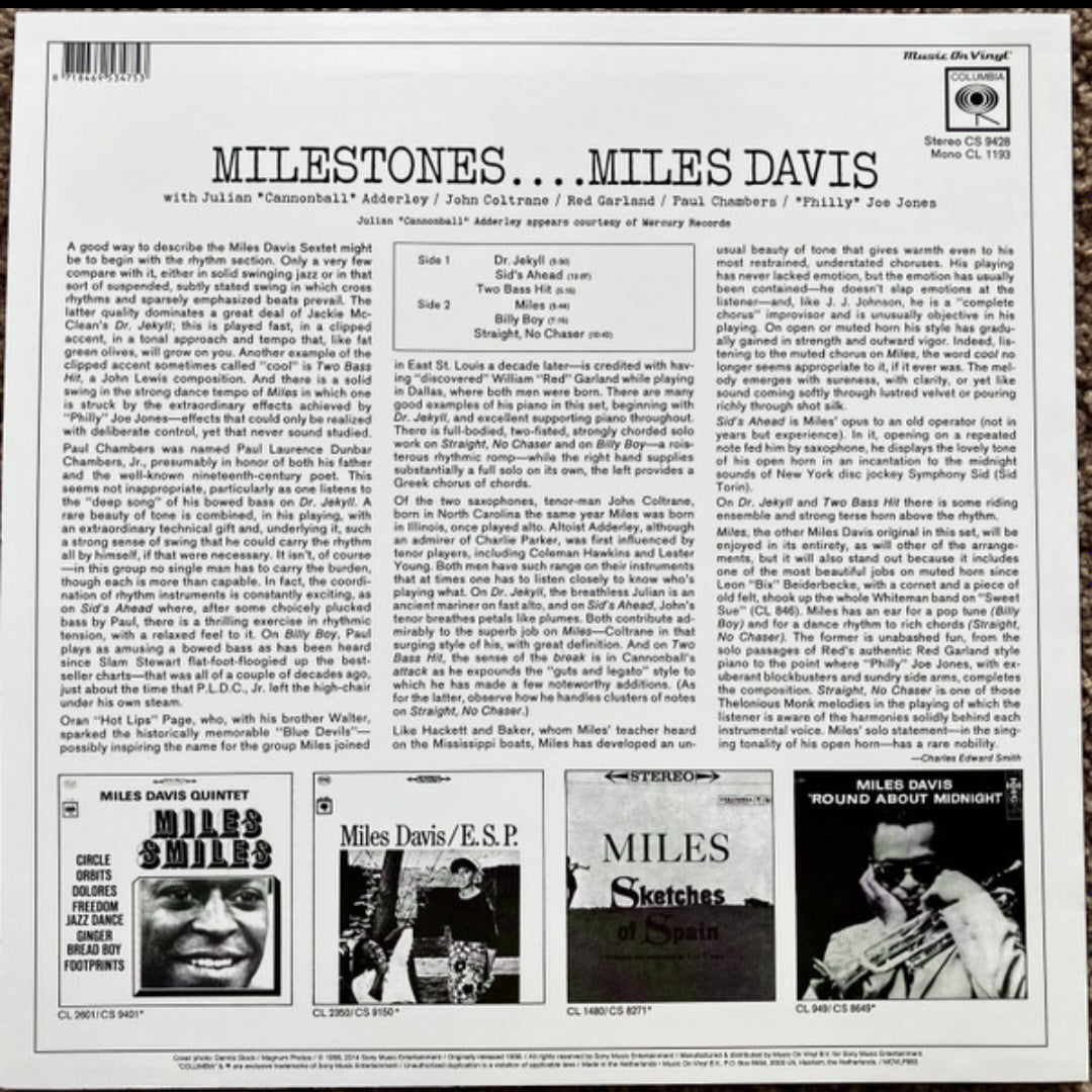 MILES DAVIS : MILESTONES LP 180G – ROCK APE RECORDS